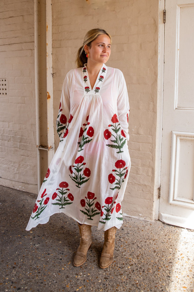 URSULA Blockprint Cotton Long Dress – FARO